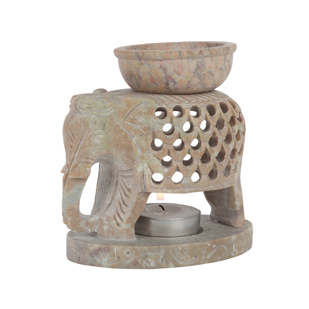Elephant Soapstone Burner - Purple Mill